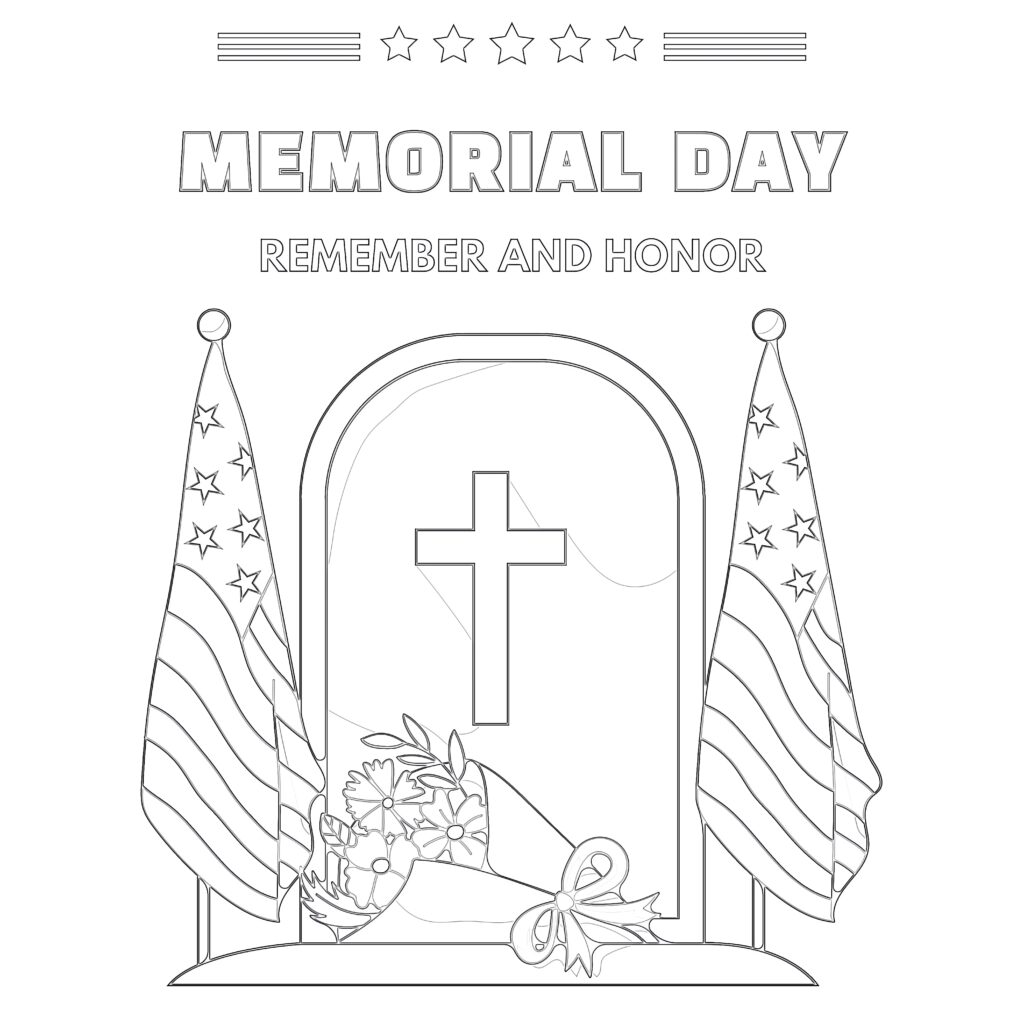 USA Memorial Day Coloring Page | Coloring Pages Mimi Panda