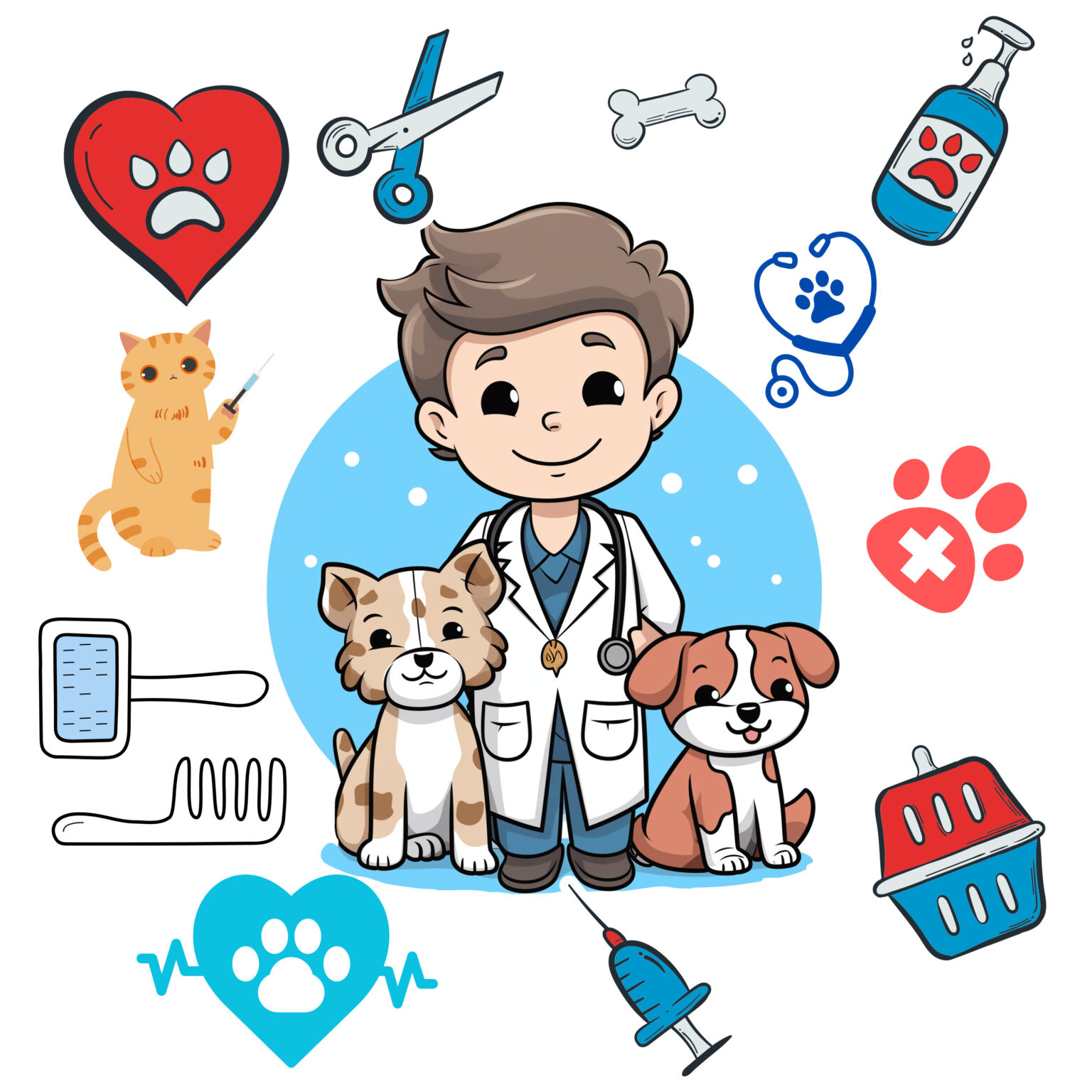 Cartoon Veterinarian Doodle Coloring Page | Coloring Pages Mimi Panda