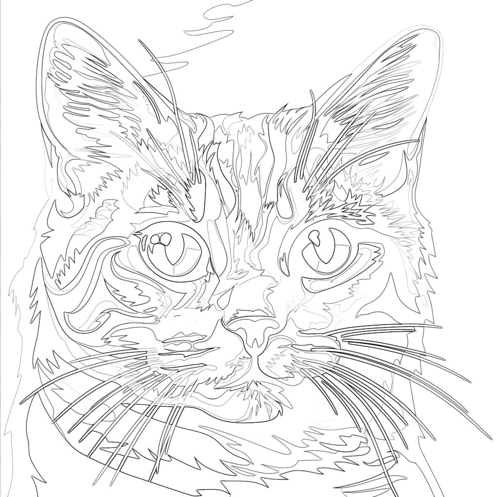 Cat with Kittens Coloring Page | Coloring Pages Mimi Panda