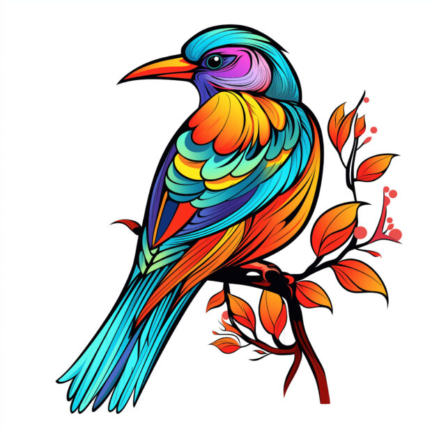 Colorful Bird Coloring Page | Coloring Pages Mimi Panda