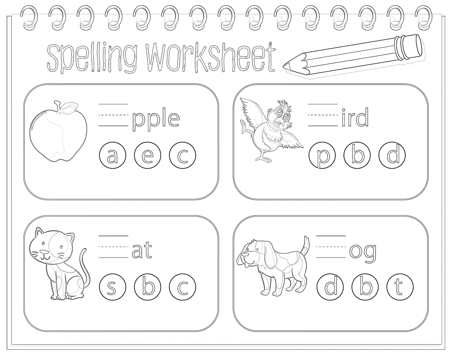 Printable Colouring Spelling Coloring Page - Mimi Panda