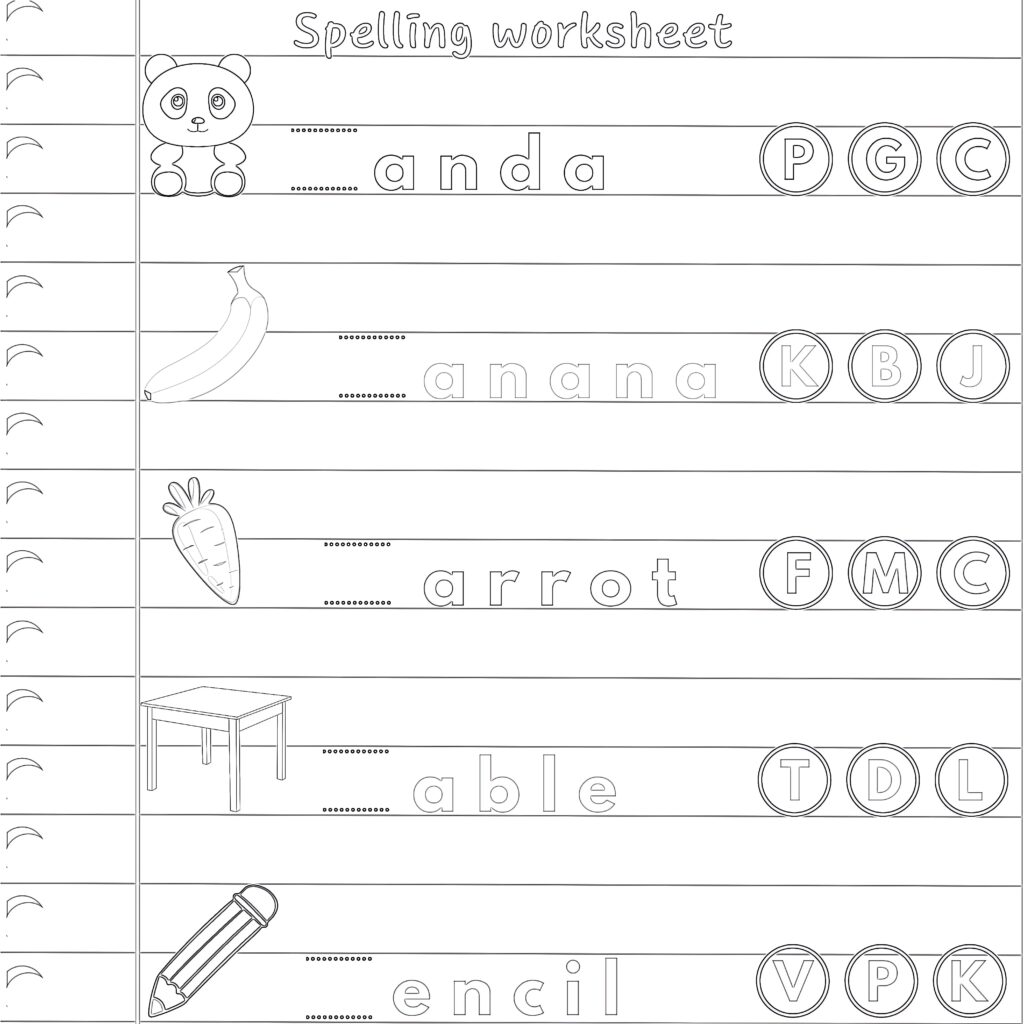 Colouring Spelling Coloring Page | Coloring Pages Mimi Panda