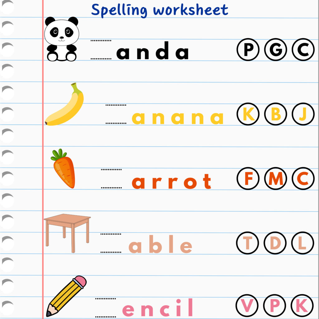 Colouring Spelling Coloring Page | Coloring Pages Mimi Panda