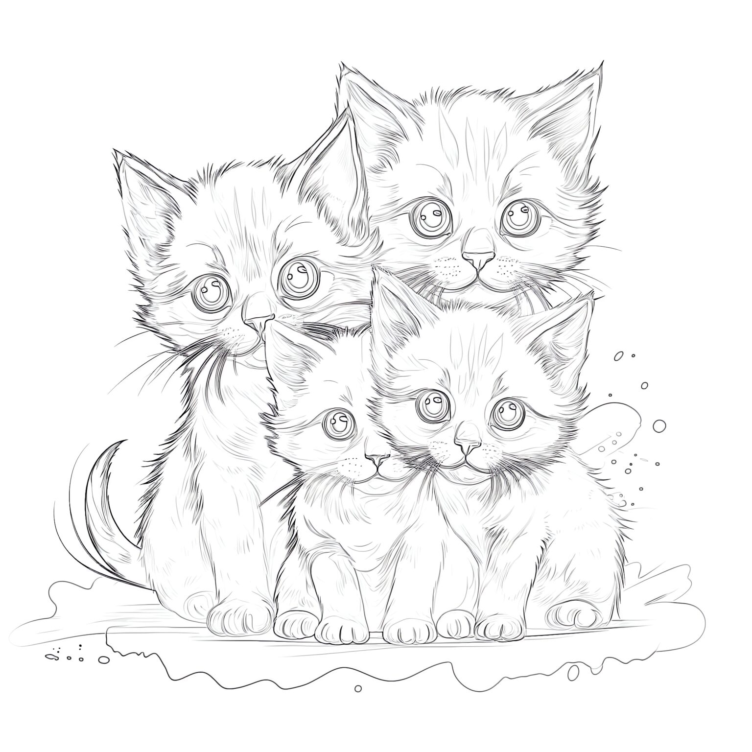 Cute Cats Coloring Page | Coloring Pages Mimi Panda