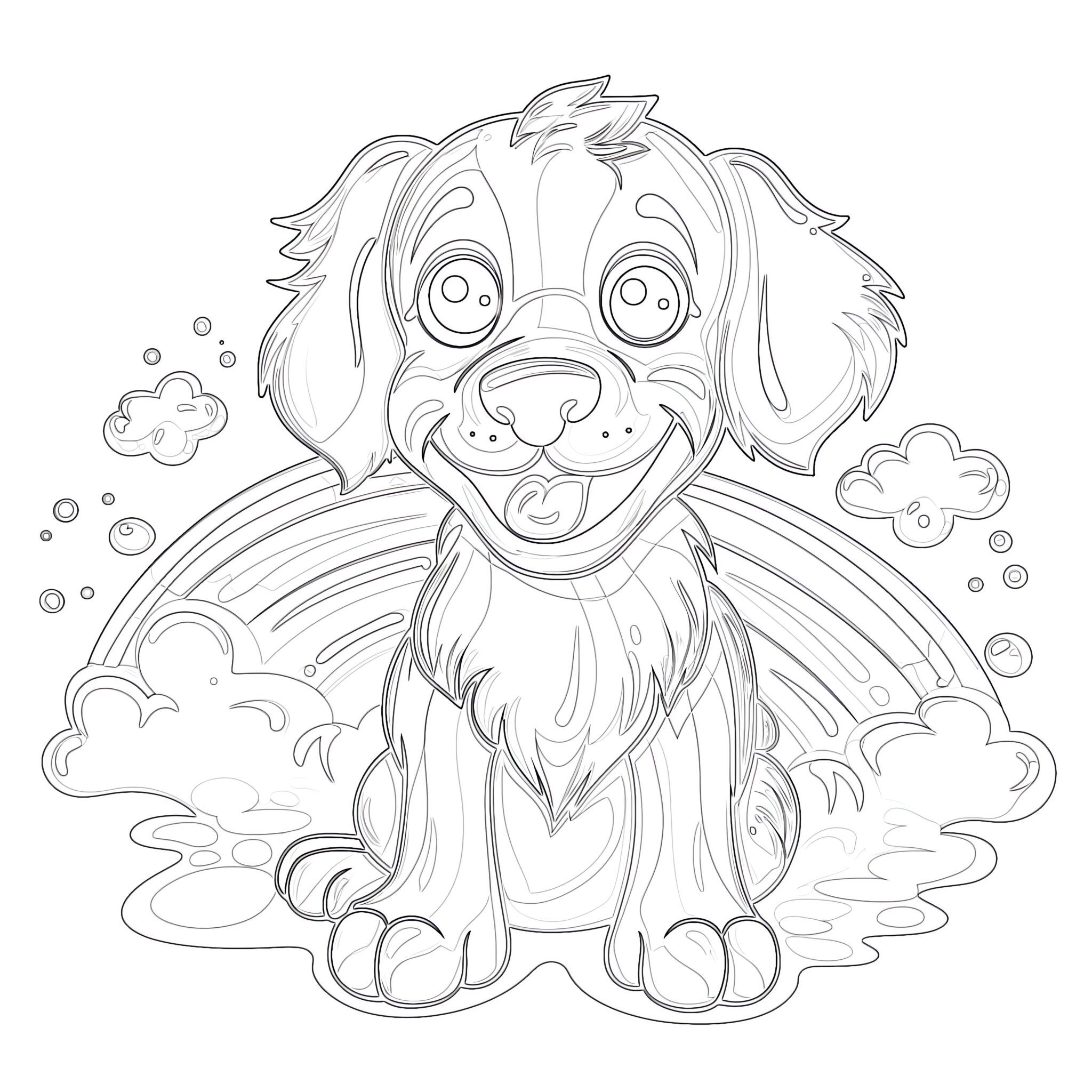 Dog With Rainbow Coloring Page | Coloring Pages Mimi Panda