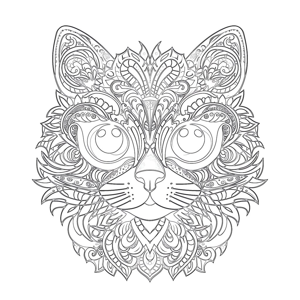 Hand-Drawn Doodle Cat Coloring Page | Coloring Pages Mimi Panda