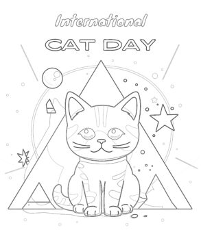 International Cat Day Coloring Page | Coloring Pages Mimi Panda