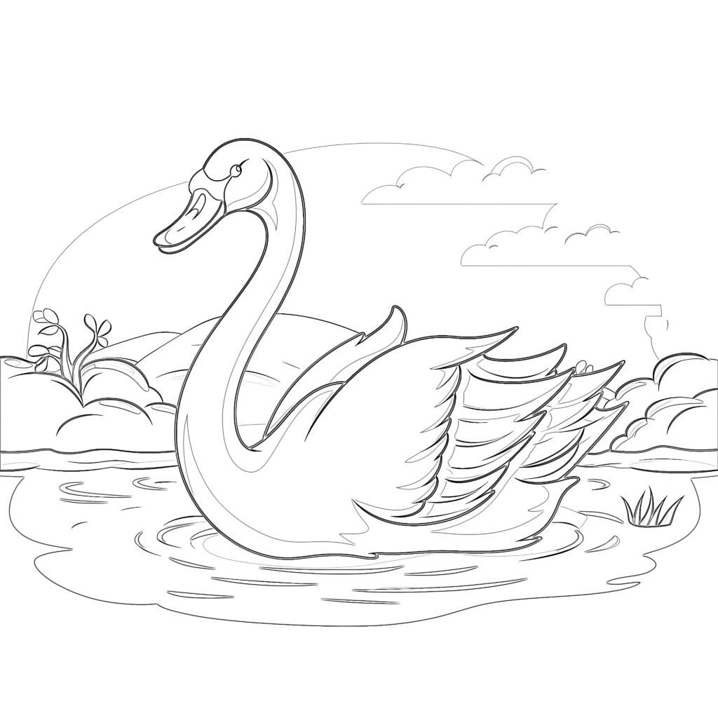 Stránka Na Vybarvování Labutě | Omalovánky Mimi Panda