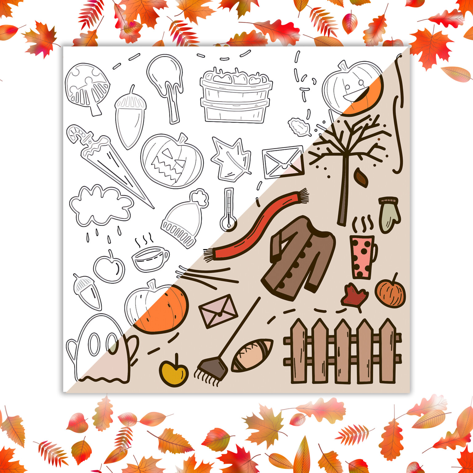 Páginas para colorear de Otoño | Mimi Panda