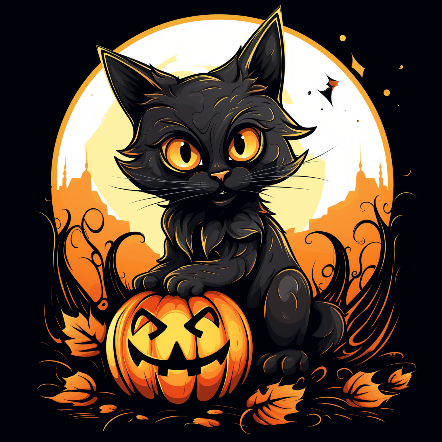 Halloween Cat Coloring Page | Coloring Pages Mimi Panda