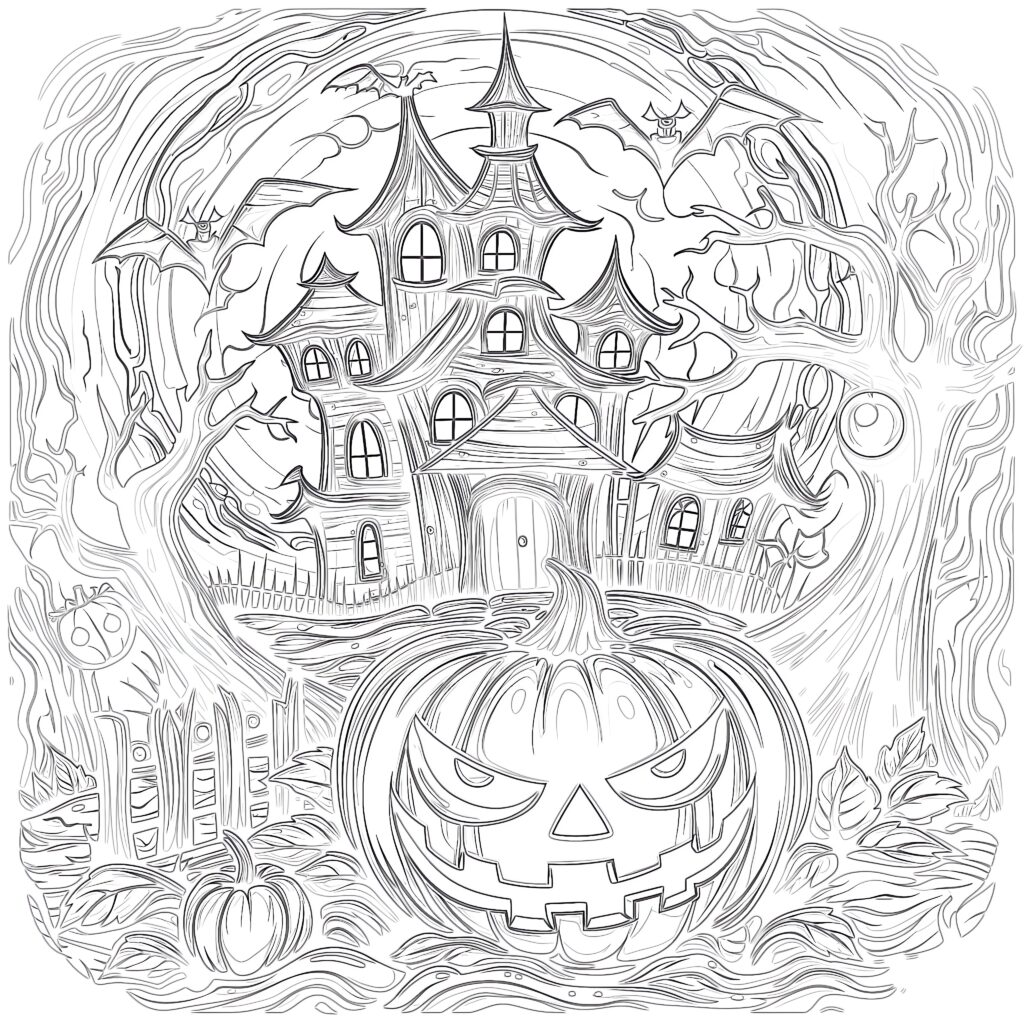 Happy Halloween Coloring Page | Coloring Pages Mimi Panda