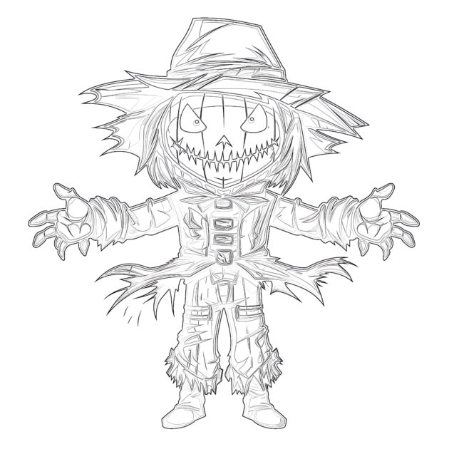 Scarecrow Coloring Page | Coloring Pages Mimi Panda