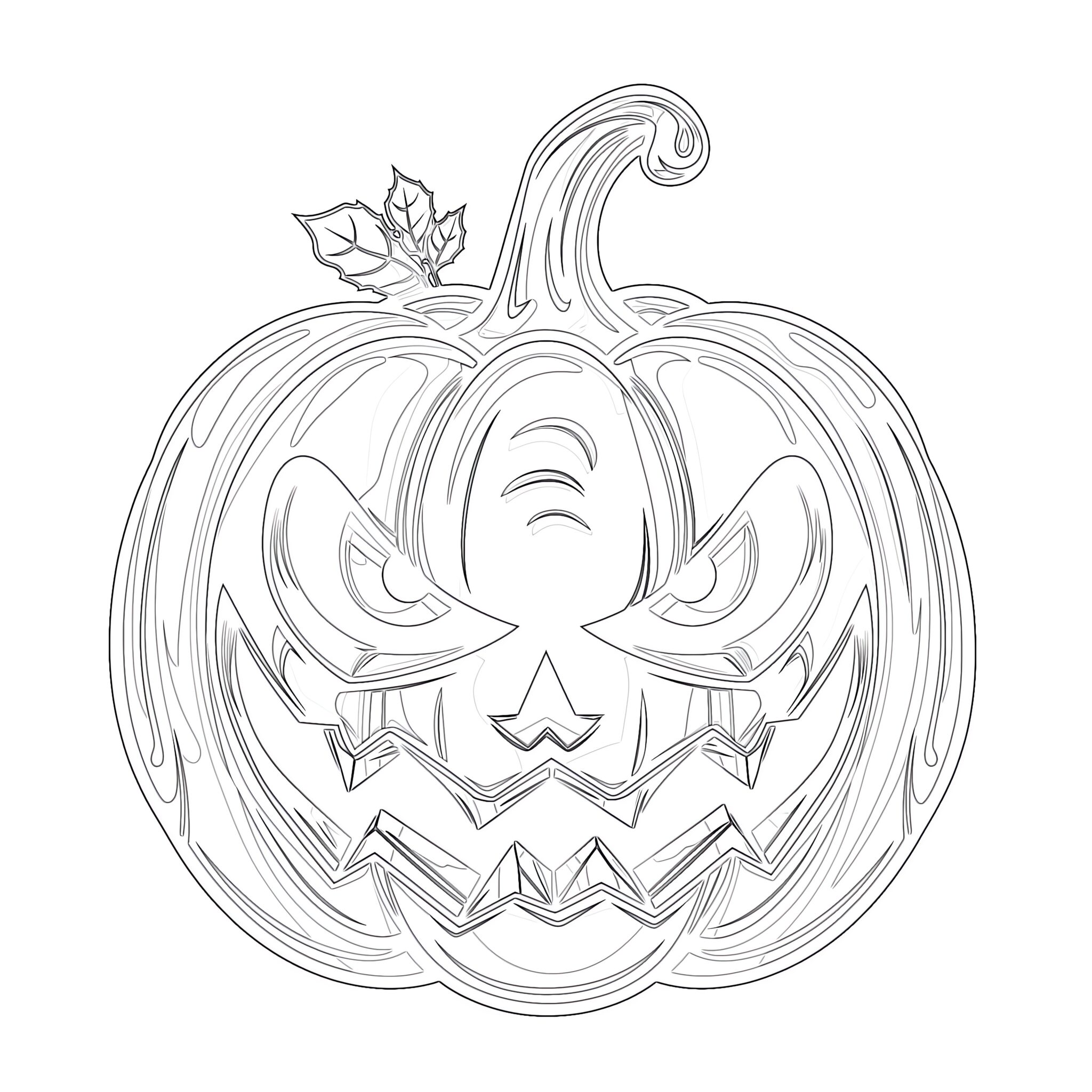 Scary Pumpkin Coloring Page | Coloring Pages Mimi Panda