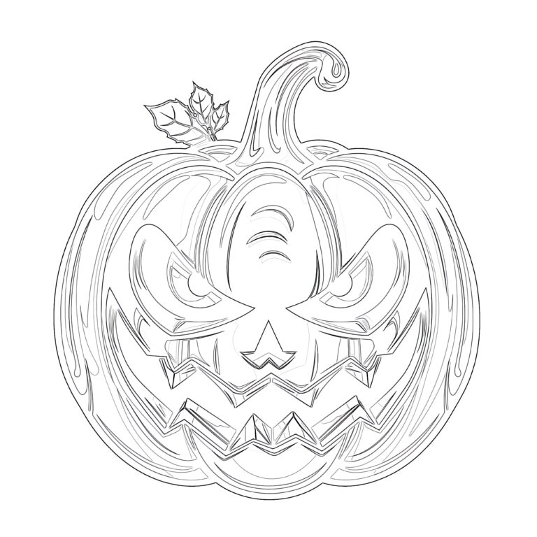 Scary Pumpkin Coloring Page | Coloring Pages Mimi Panda