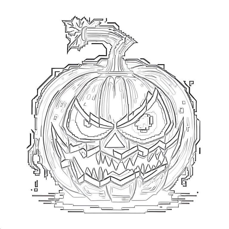 Printable Scary Pumpkin Coloring Page - Mimi Panda