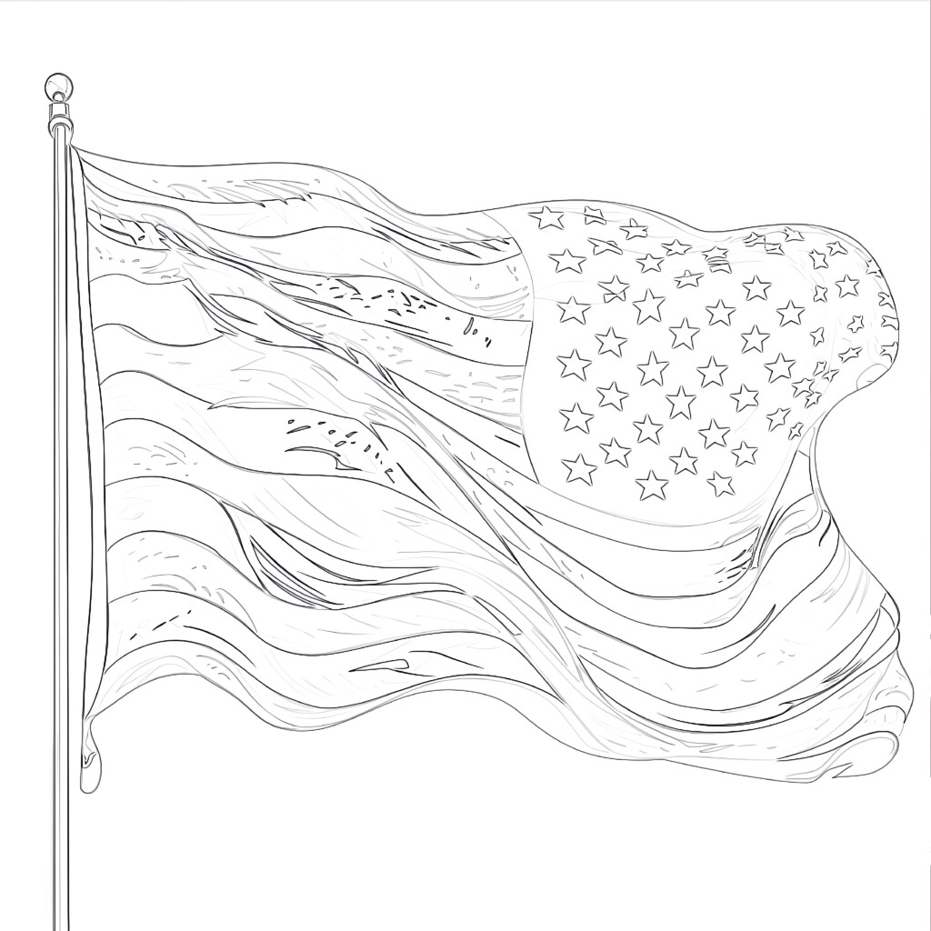 American Flag Coloring Page - Mimi Panda