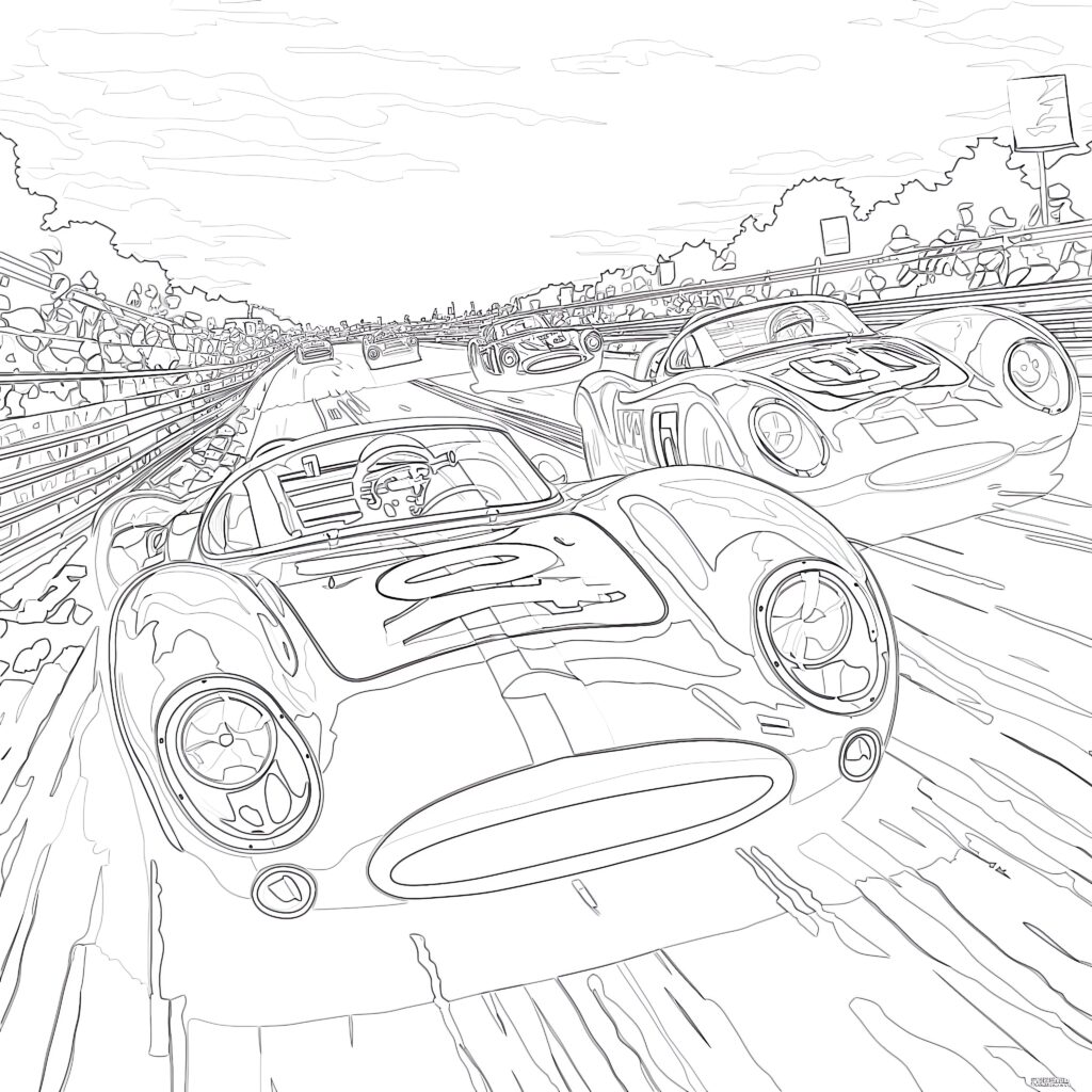 Car Race Coloring Page | Coloring Pages Mimi Panda