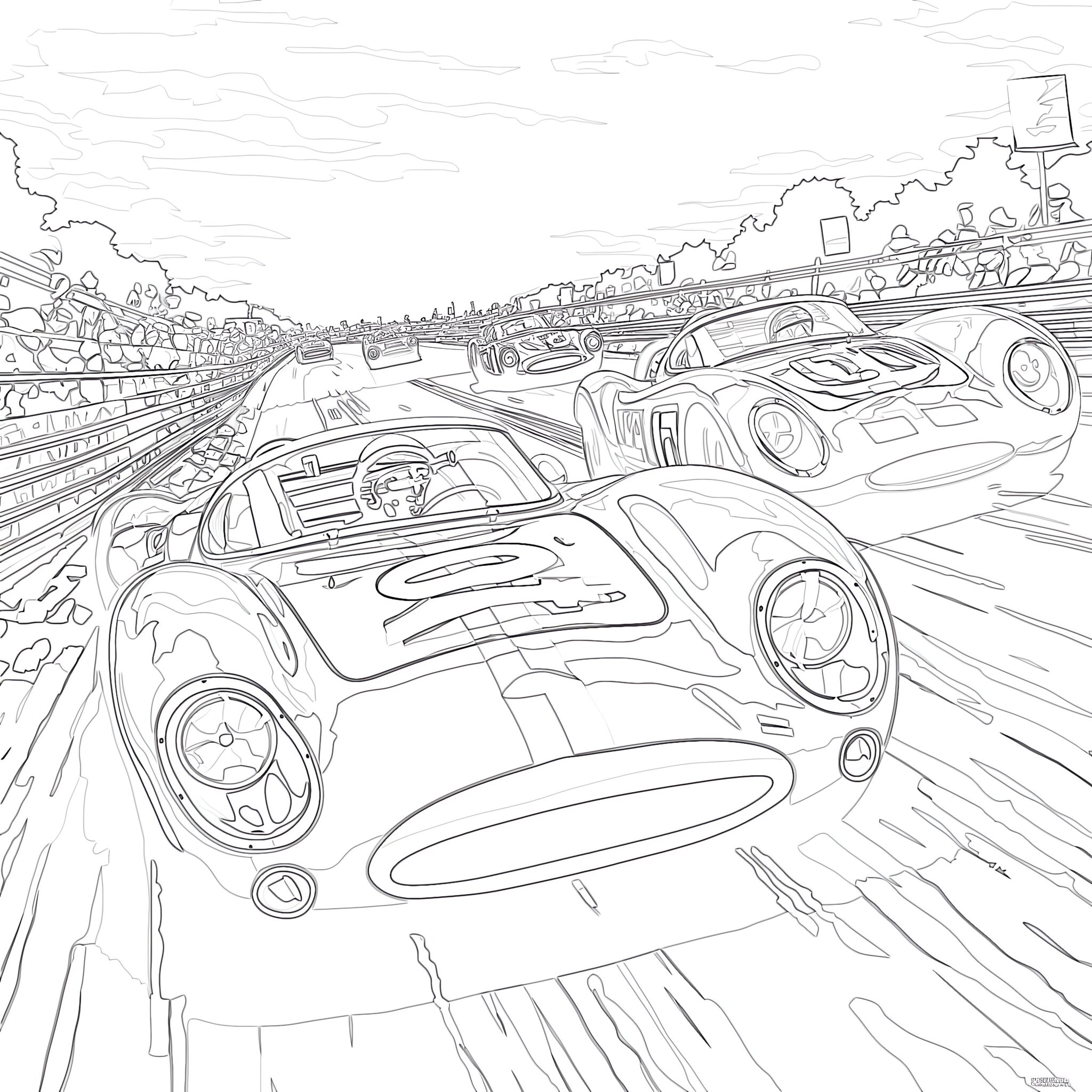 Car Race Coloring Page | Coloring Pages Mimi Panda