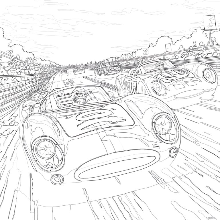 Car Race Coloring Page | Coloring Pages Mimi Panda