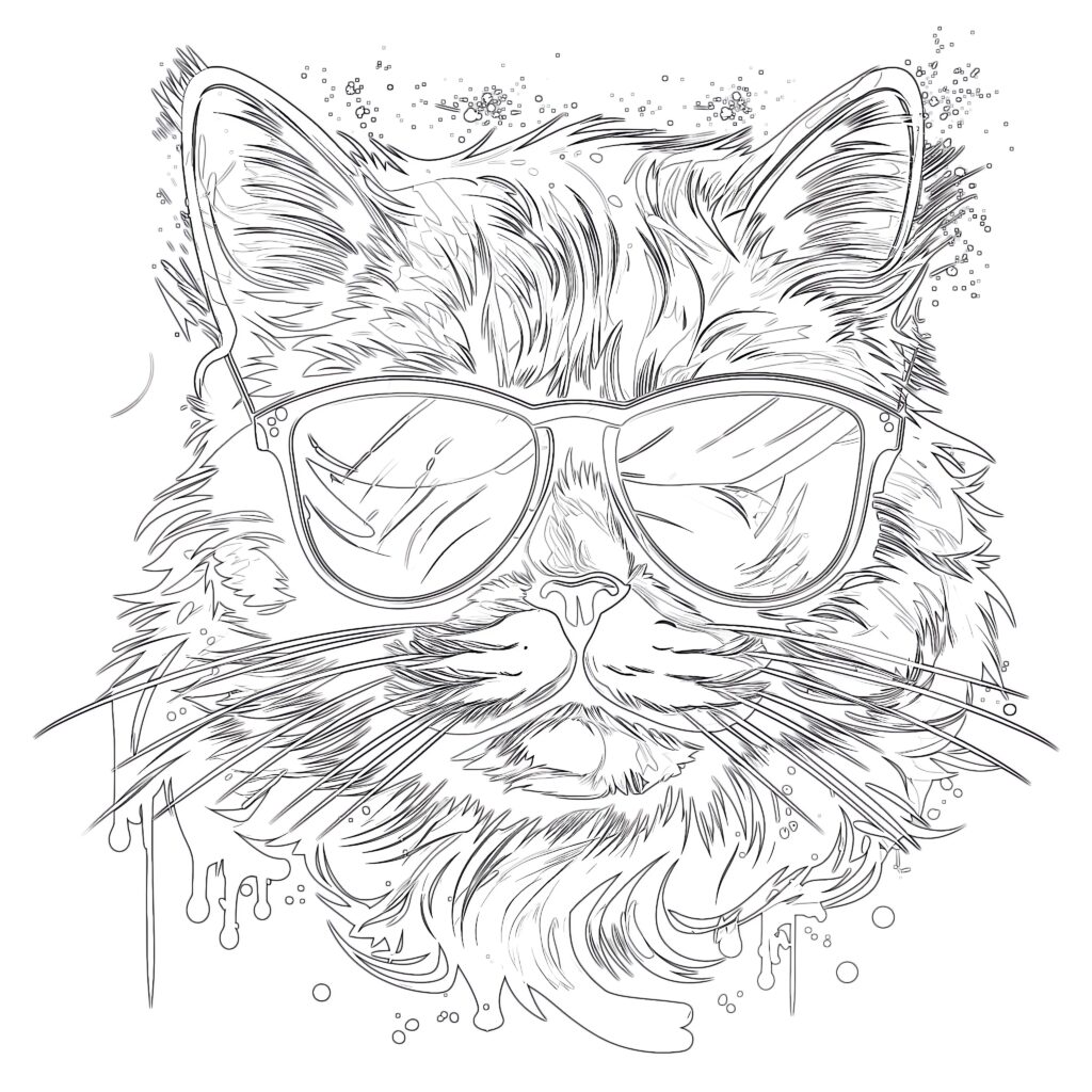 Free Cool Cat Coloring Page | Coloring Pages Mimi Panda
