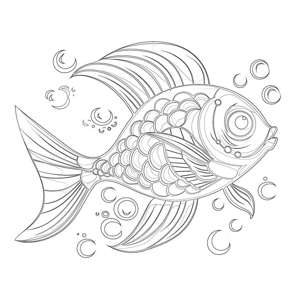Free Fish Coloring Page | Coloring Pages Mimi Panda
