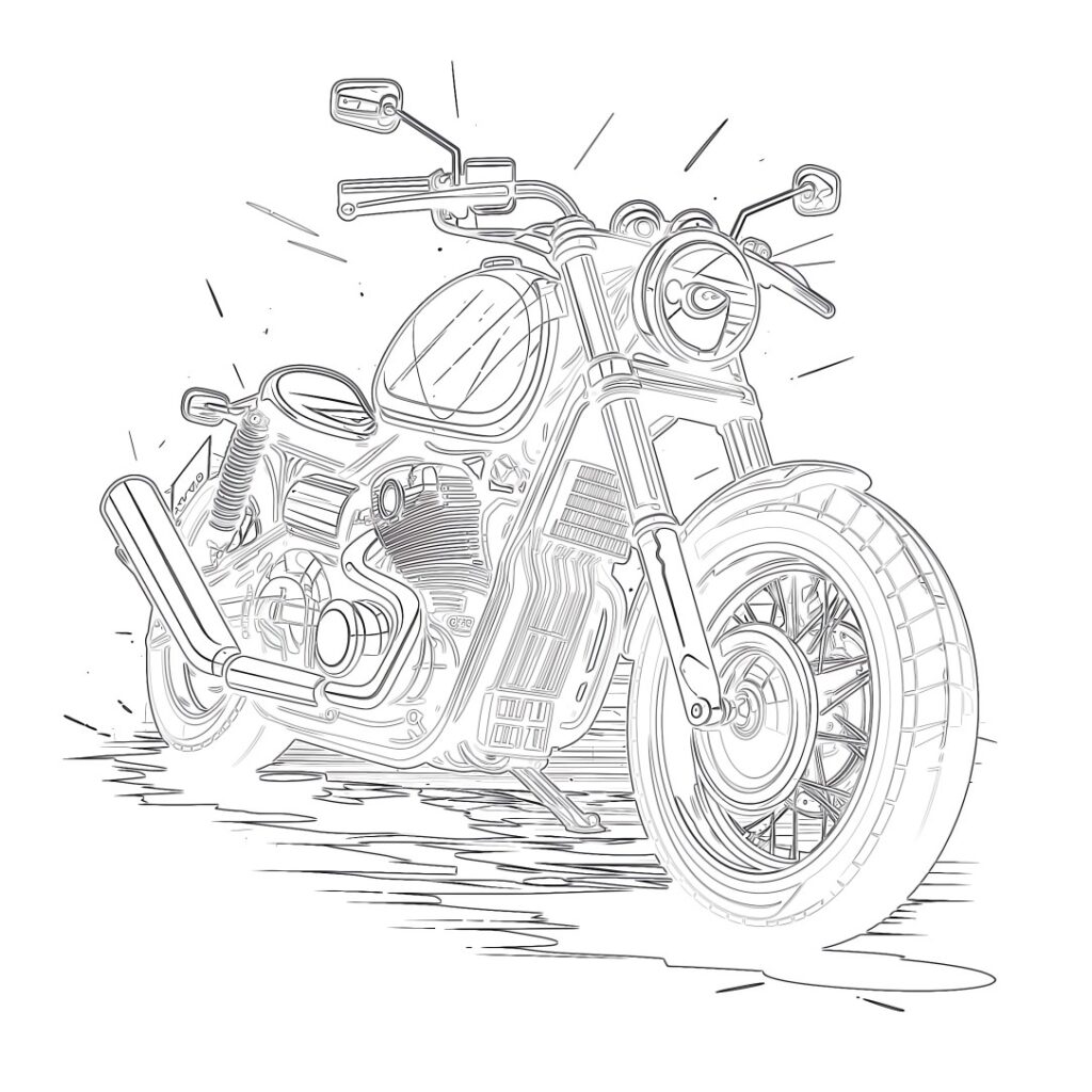 Motorcycle Coloring Page | Coloring Pages Mimi Panda