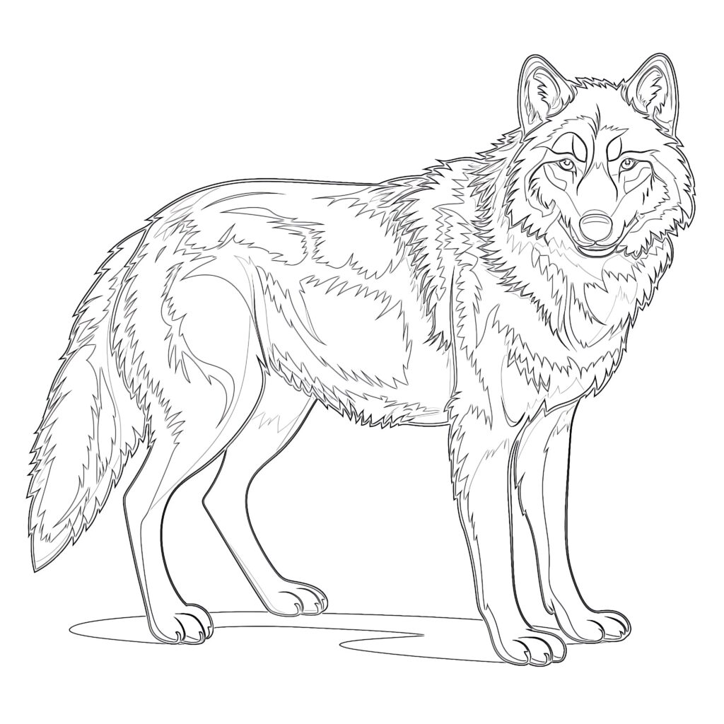 Free Wolf Coloring Page | Coloring Page Mimi Panda
