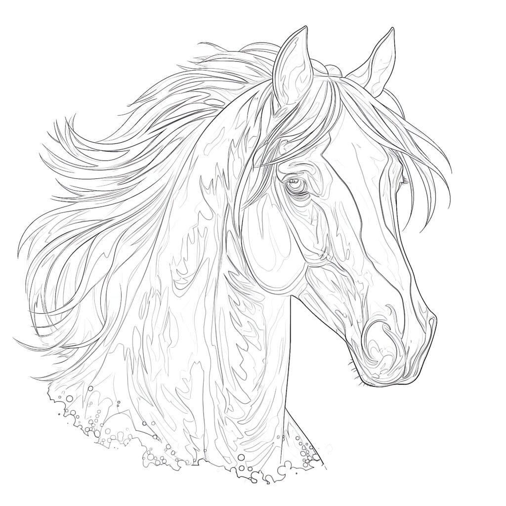 Adult Coloring Pages Horse | Coloring Page Mimi Panda