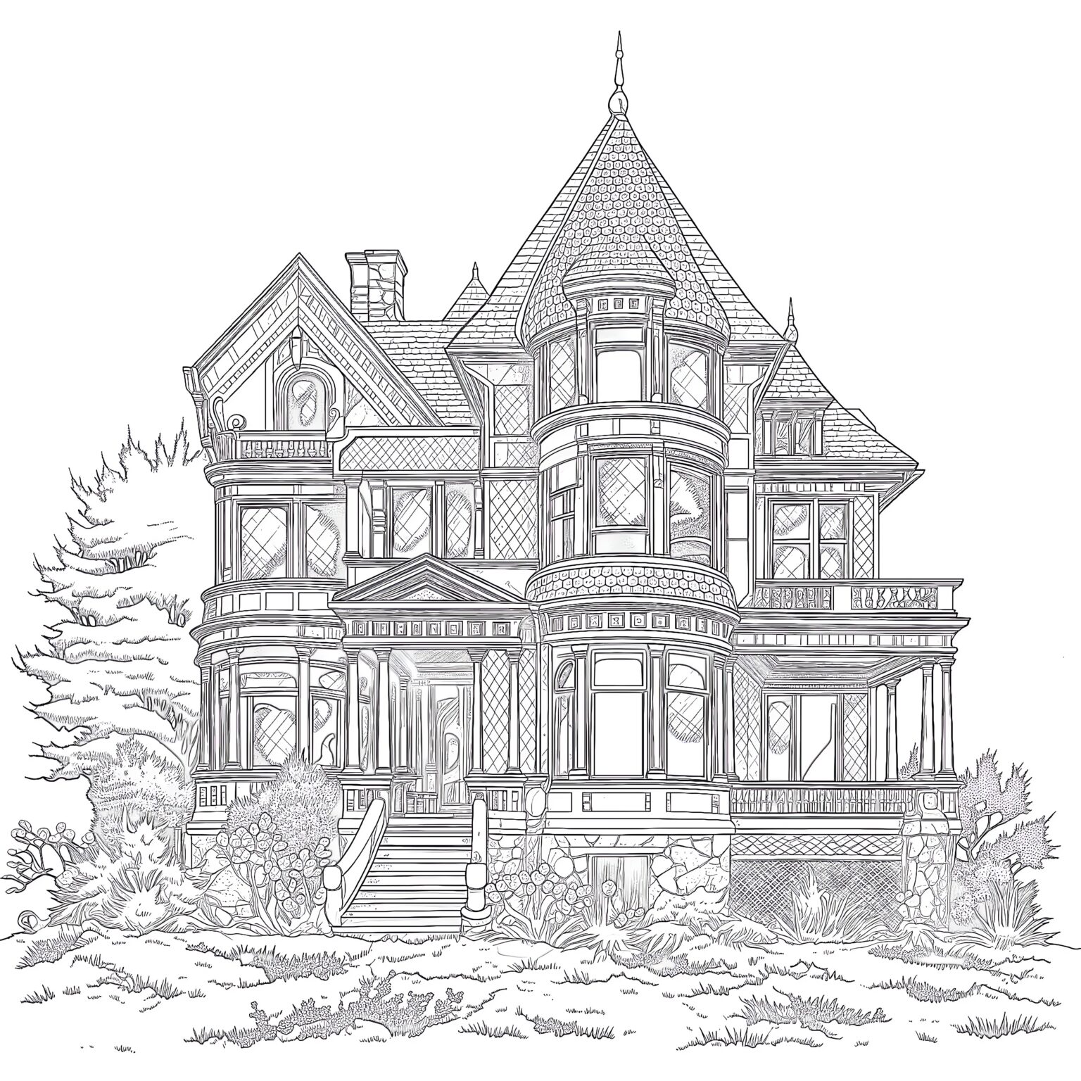 Adult Coloring Pages House | Coloring Pages Mimi Panda
