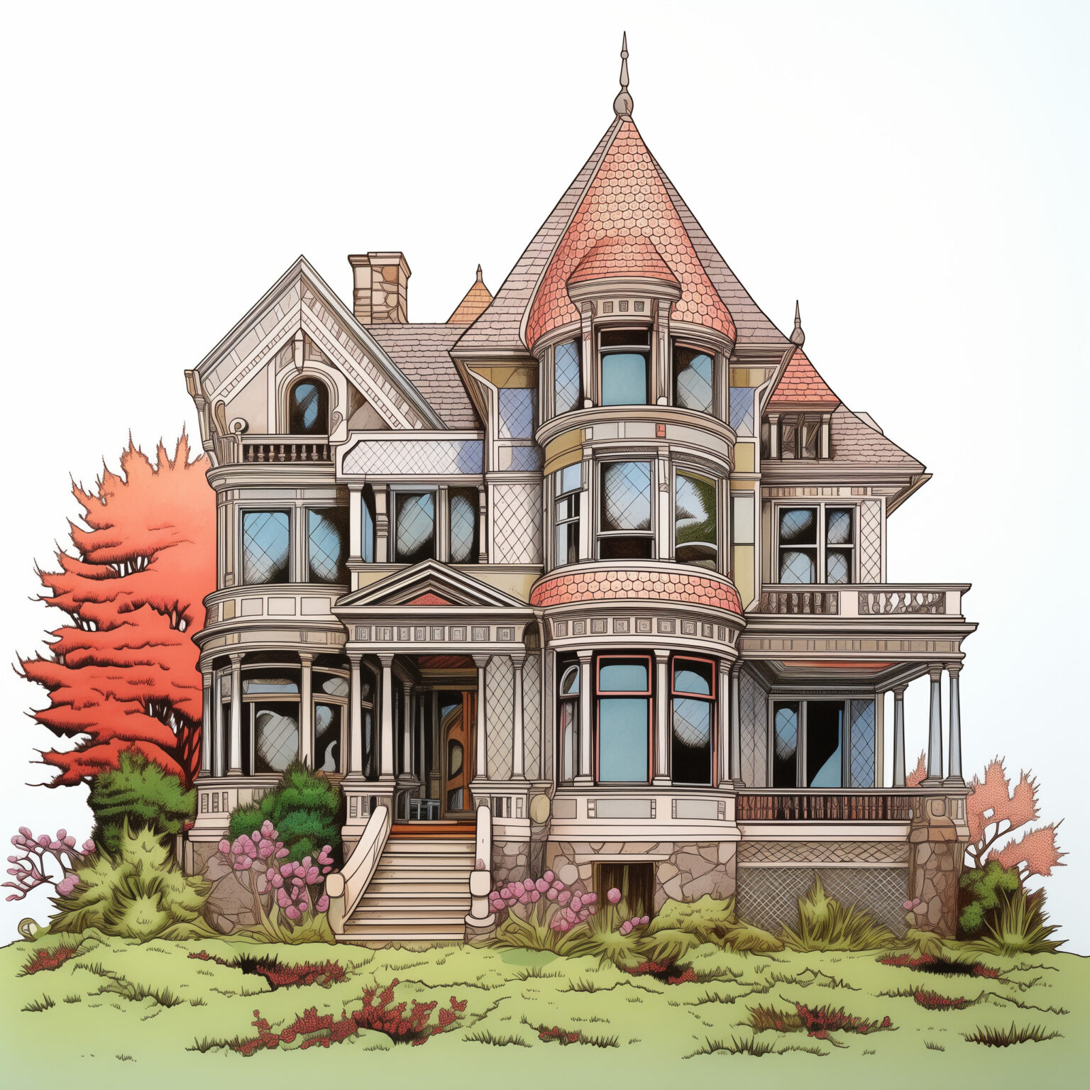 Adult Coloring Pages House | Coloring Pages Mimi Panda