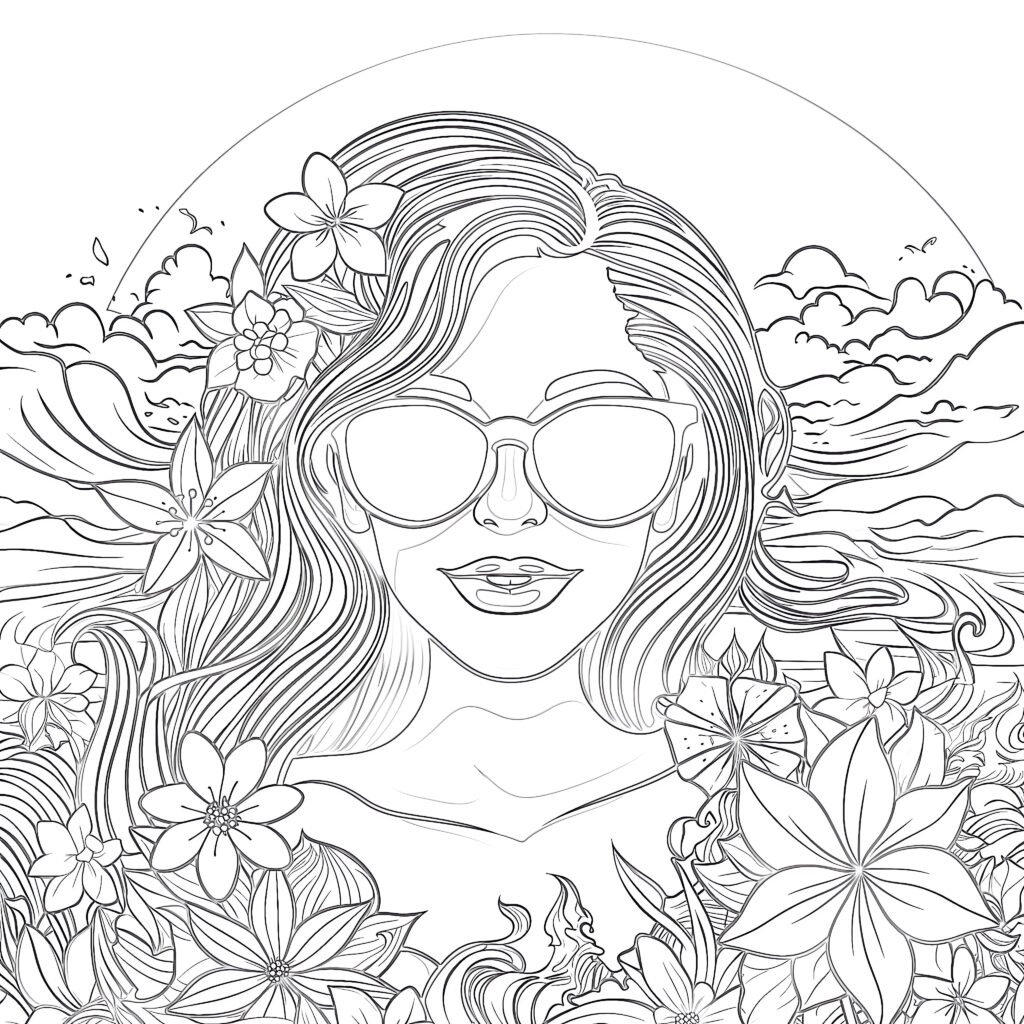 Adult Coloring Pages Summer | Coloring Page Mimi Panda