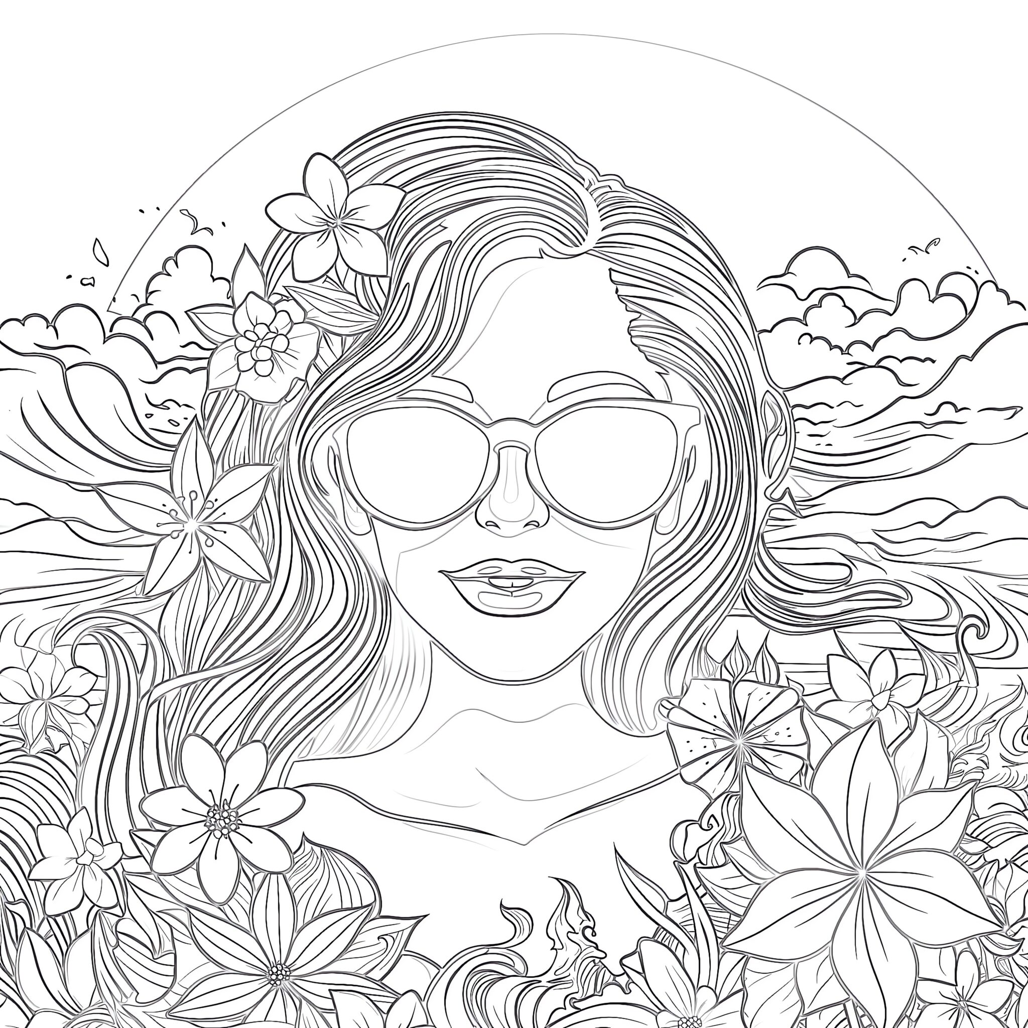 Adult Coloring Pages Summer | Coloring Page Mimi Panda
