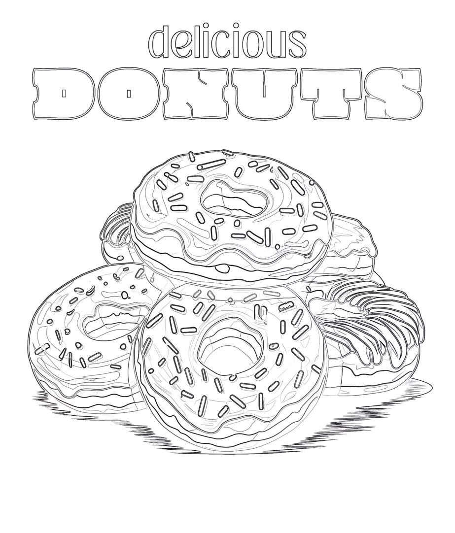 Coloring Sheet Donut Printable FREE Printable Cute Donut Coloring