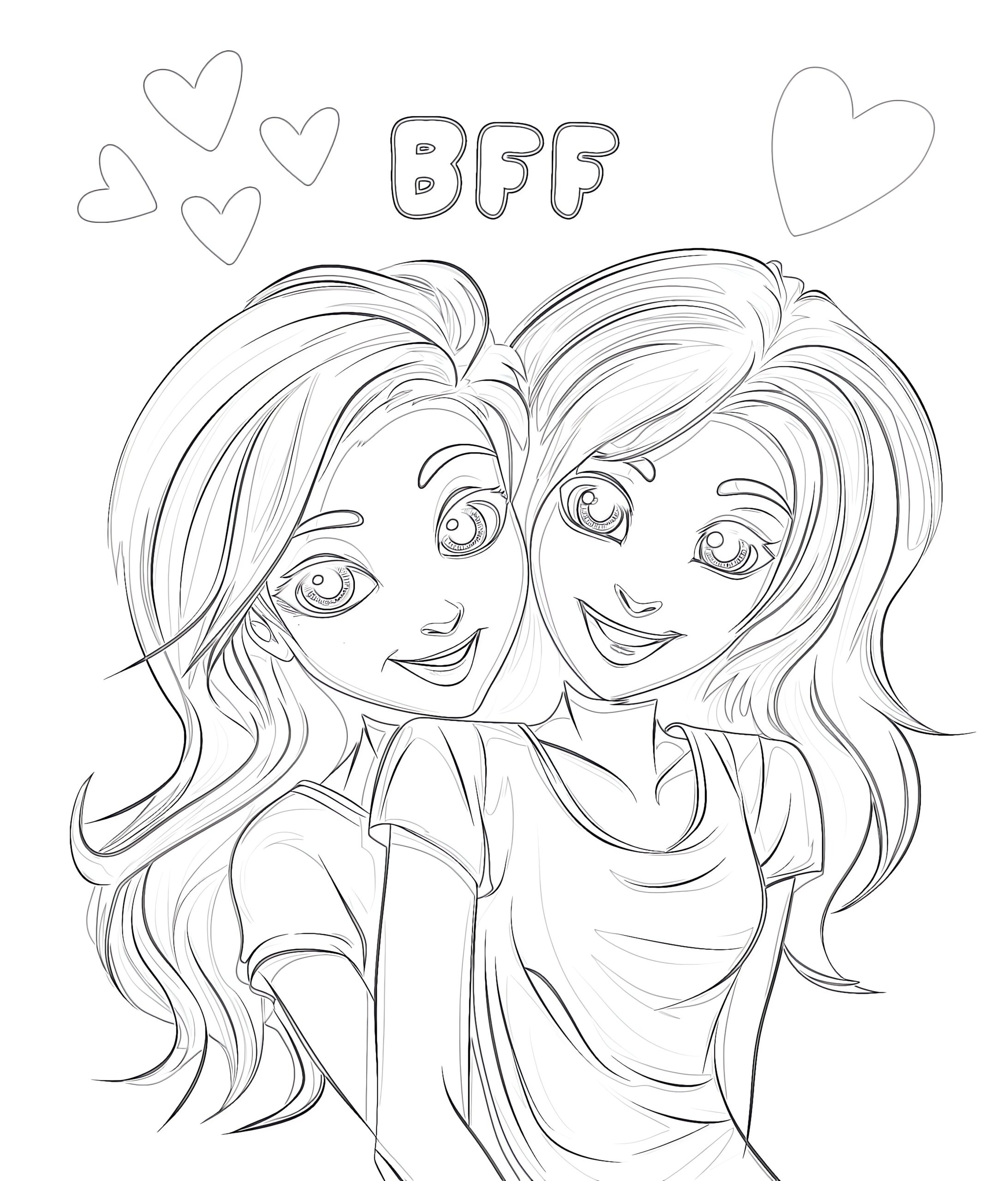 anime bff girl coloring pages