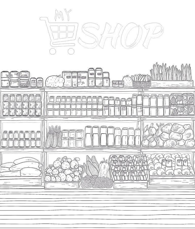 Best Shop Shelf Coloring Page | Coloring Pages Mimi Panda