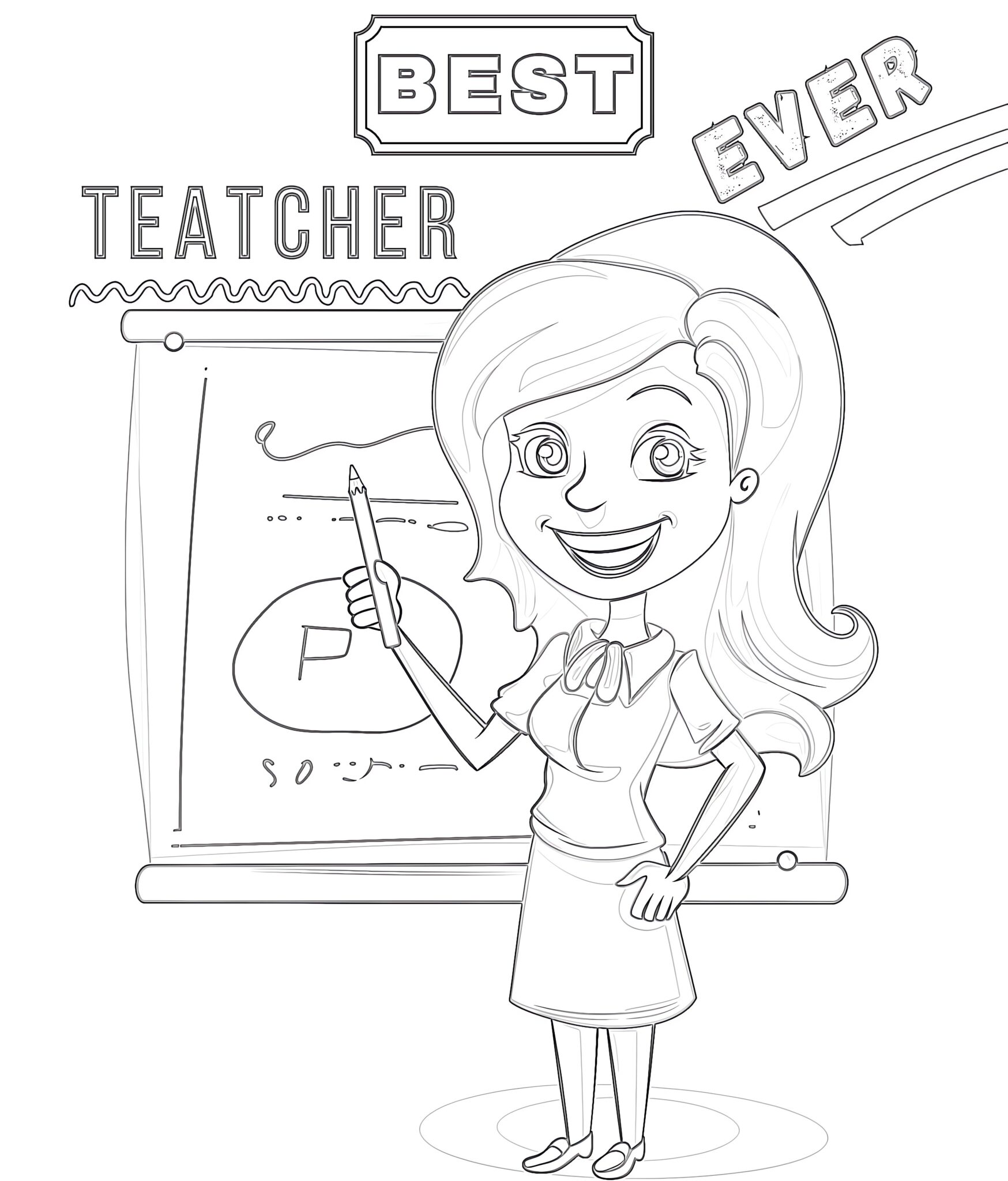 Best Teacher Ever Coloring Page | Coloring Pages Mimi Panda