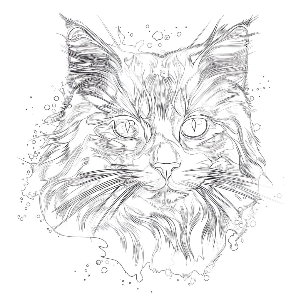 Cat Coloring Page Realistic | Coloring Pages Mimi Panda
