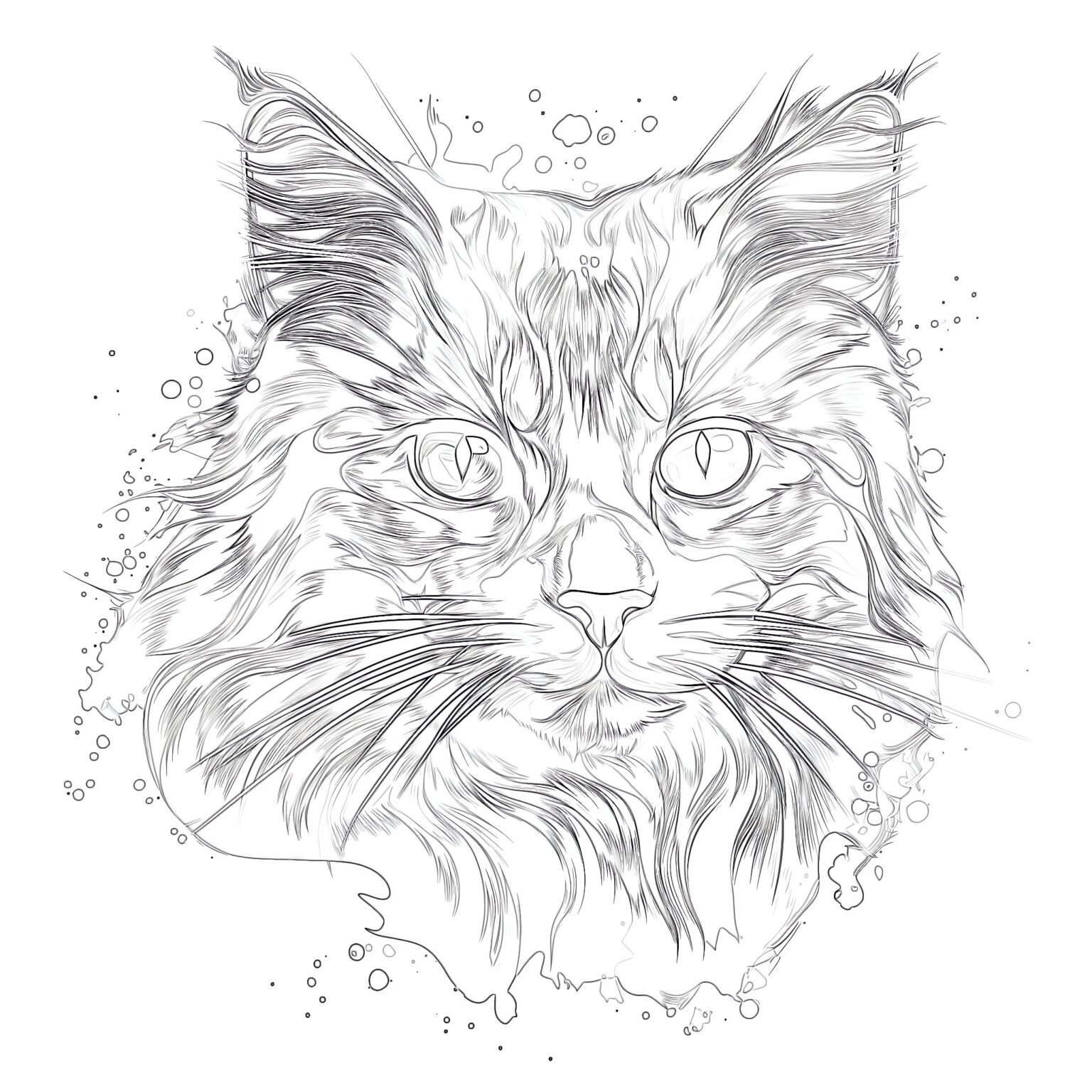 Cat Coloring Page Realistic | Coloring Pages Mimi Panda