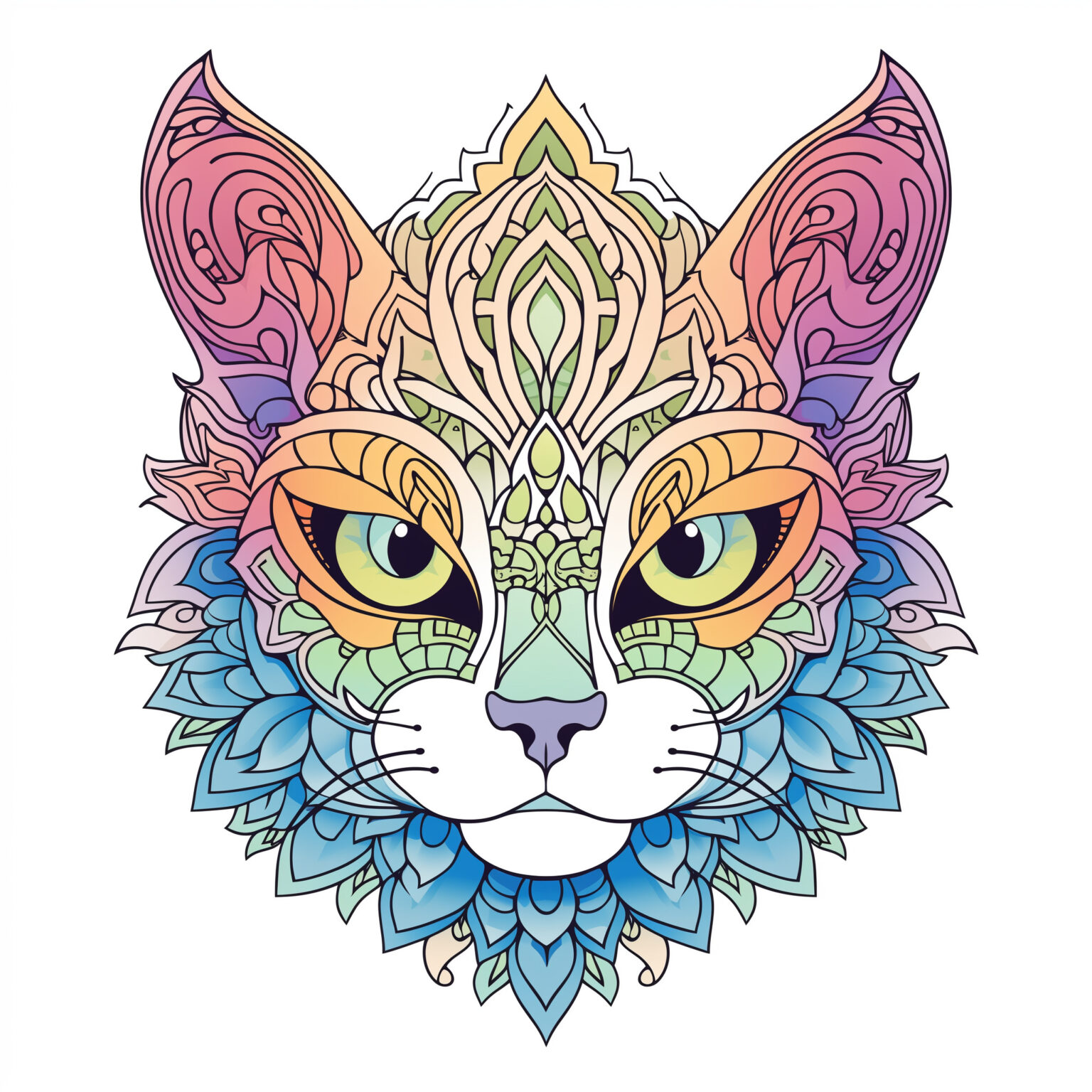 Cat Mandala Coloring Page | Coloring Pages Mimi Panda