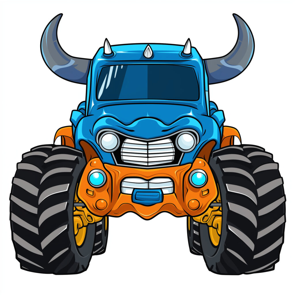 Monster Truck Coloring Page With Bull Horns | Coloring Pages Mimi Panda