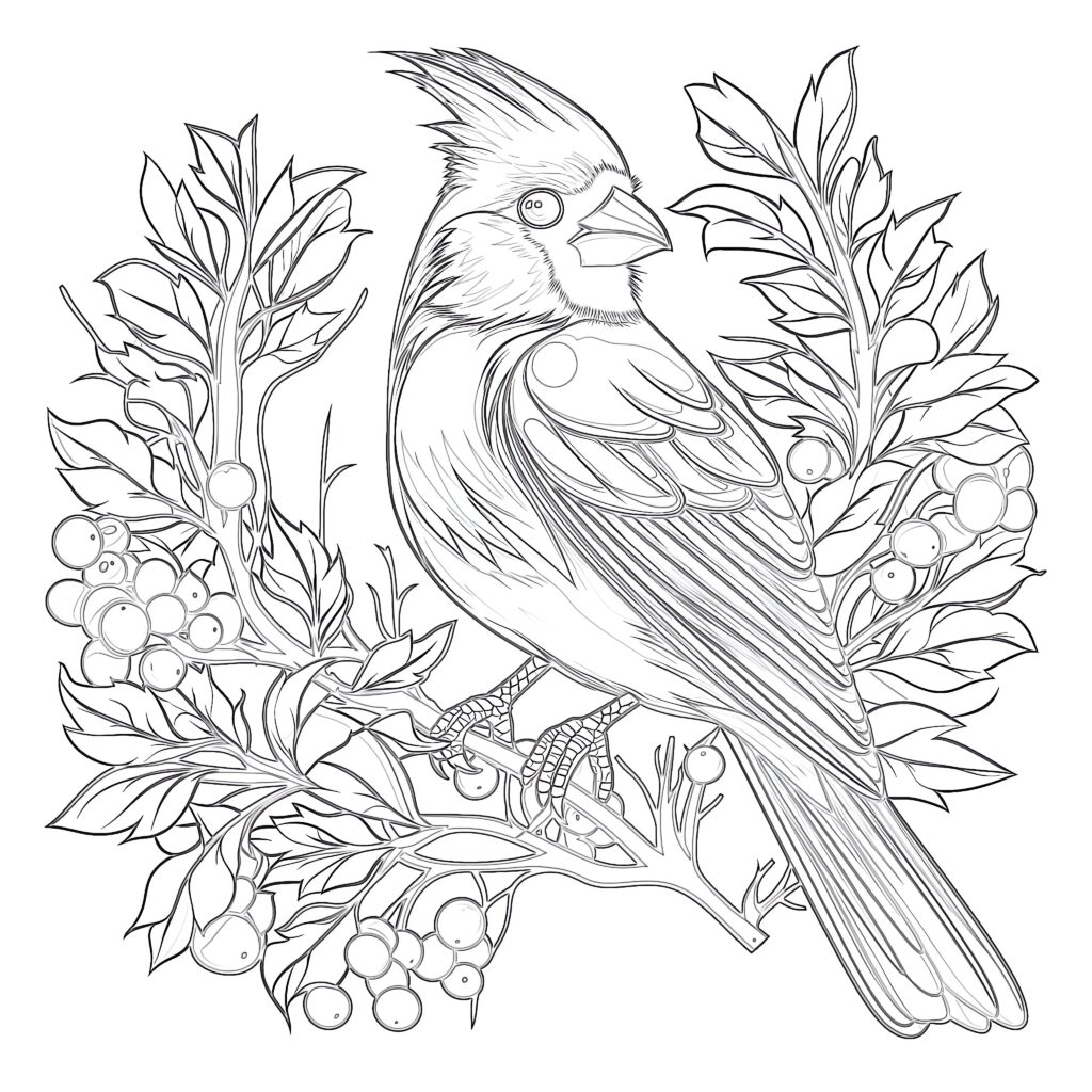 Cardinal Coloring Page | Coloring Pages Mimi Panda