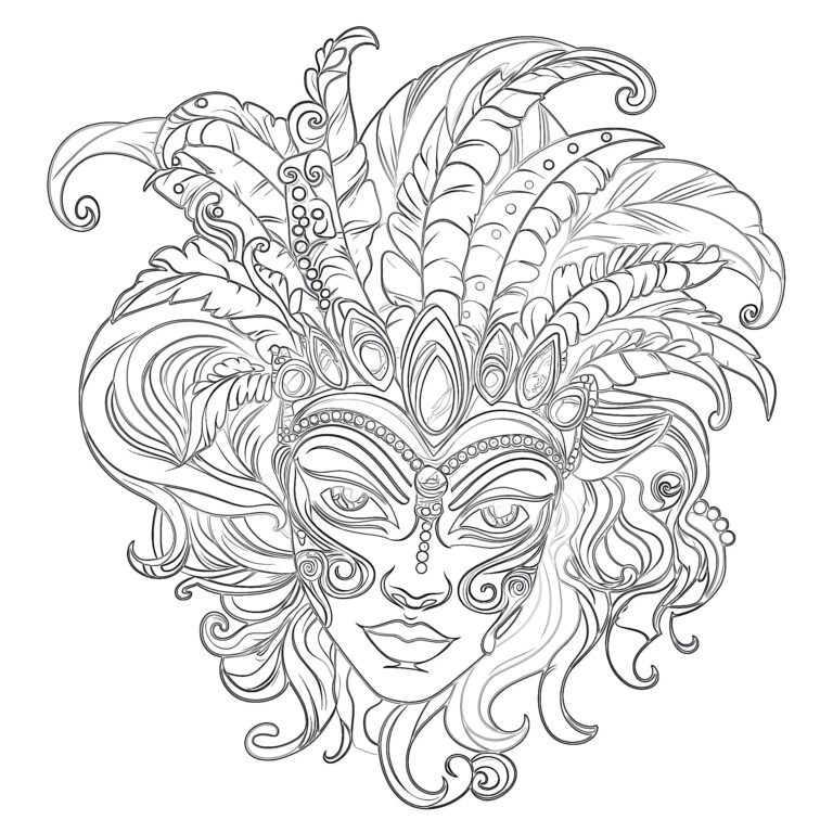 Mardi Gras Coloring Page | Coloring Pages Mimi Panda