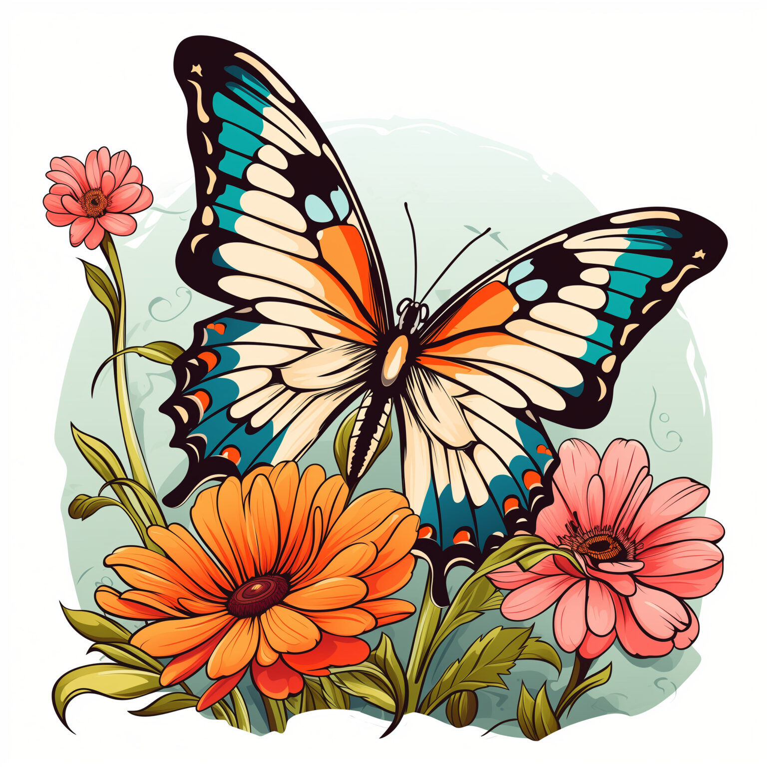 Butterfly On A Flower Coloring Pages Coloring Pages Mimi Panda