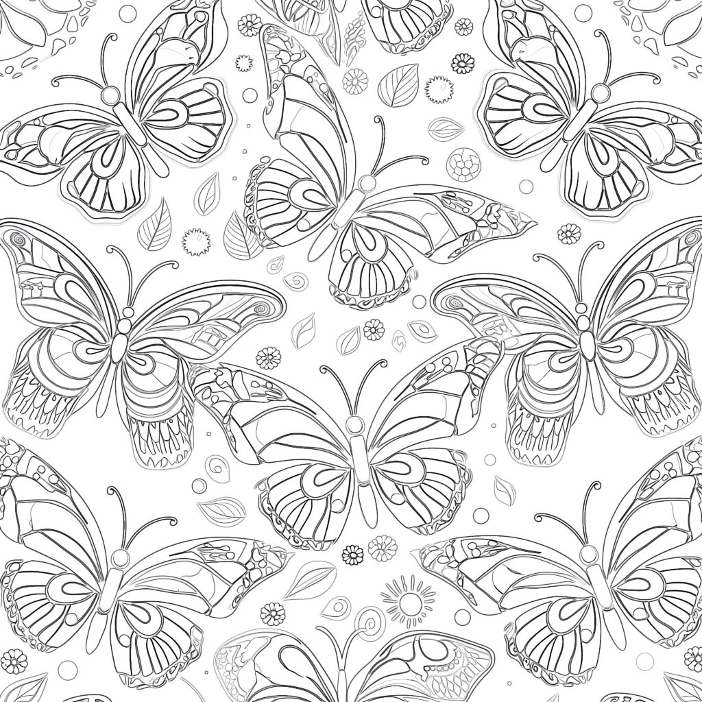 Butterfly Pattern Coloring Page | Coloring Pages Mimi Panda