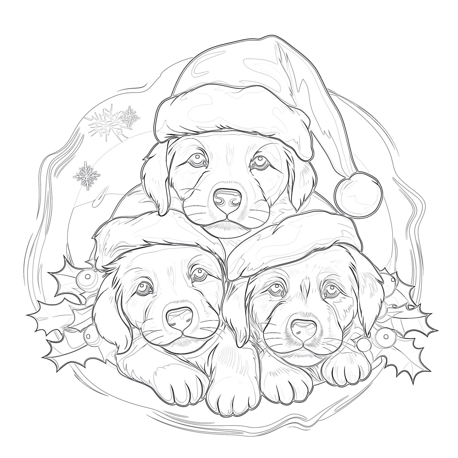 Christmas Puppies Coloring Pages | Coloring Pages Mimi Panda