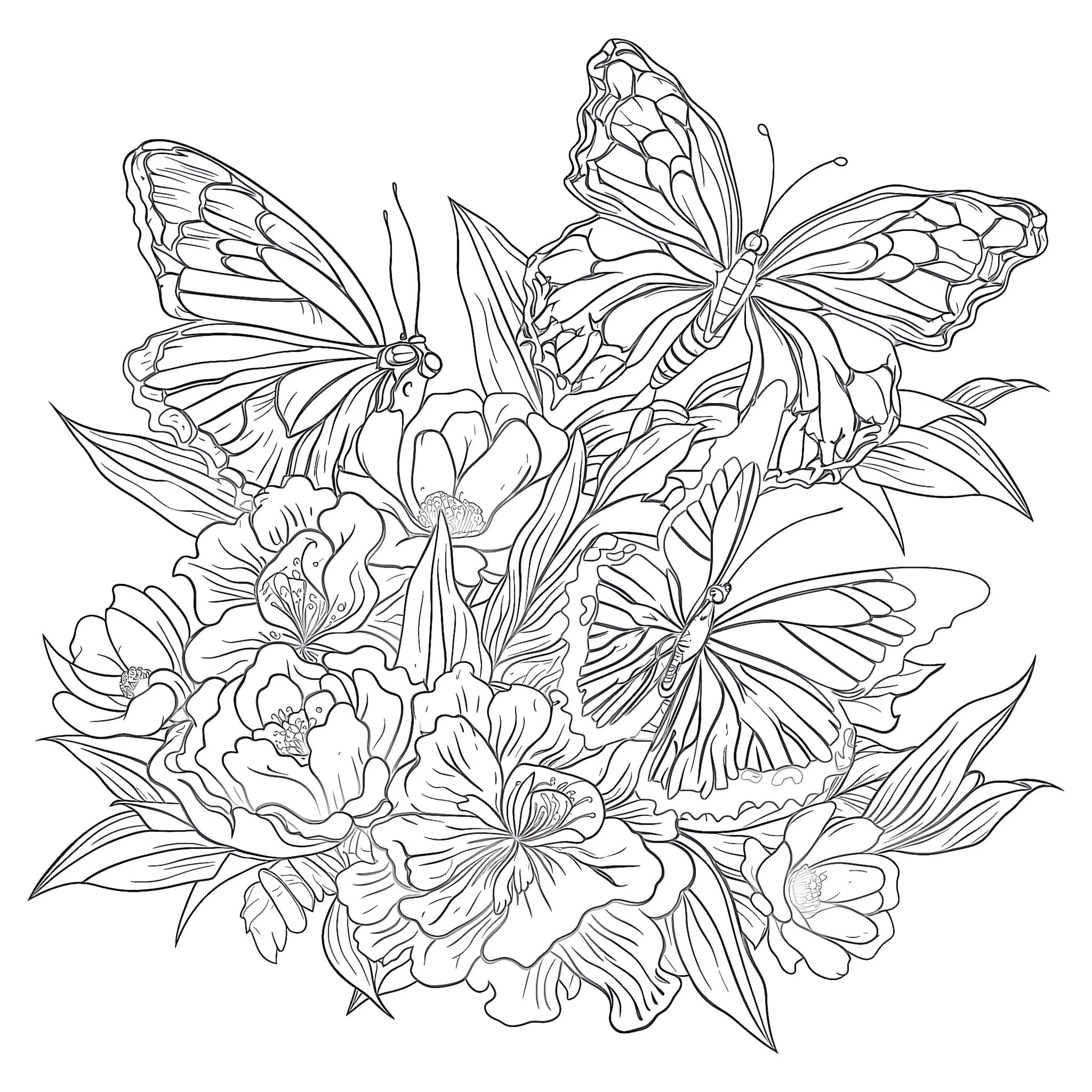 Coloring Pages Butterfly And Flowers | Coloring Pages Mimi Panda