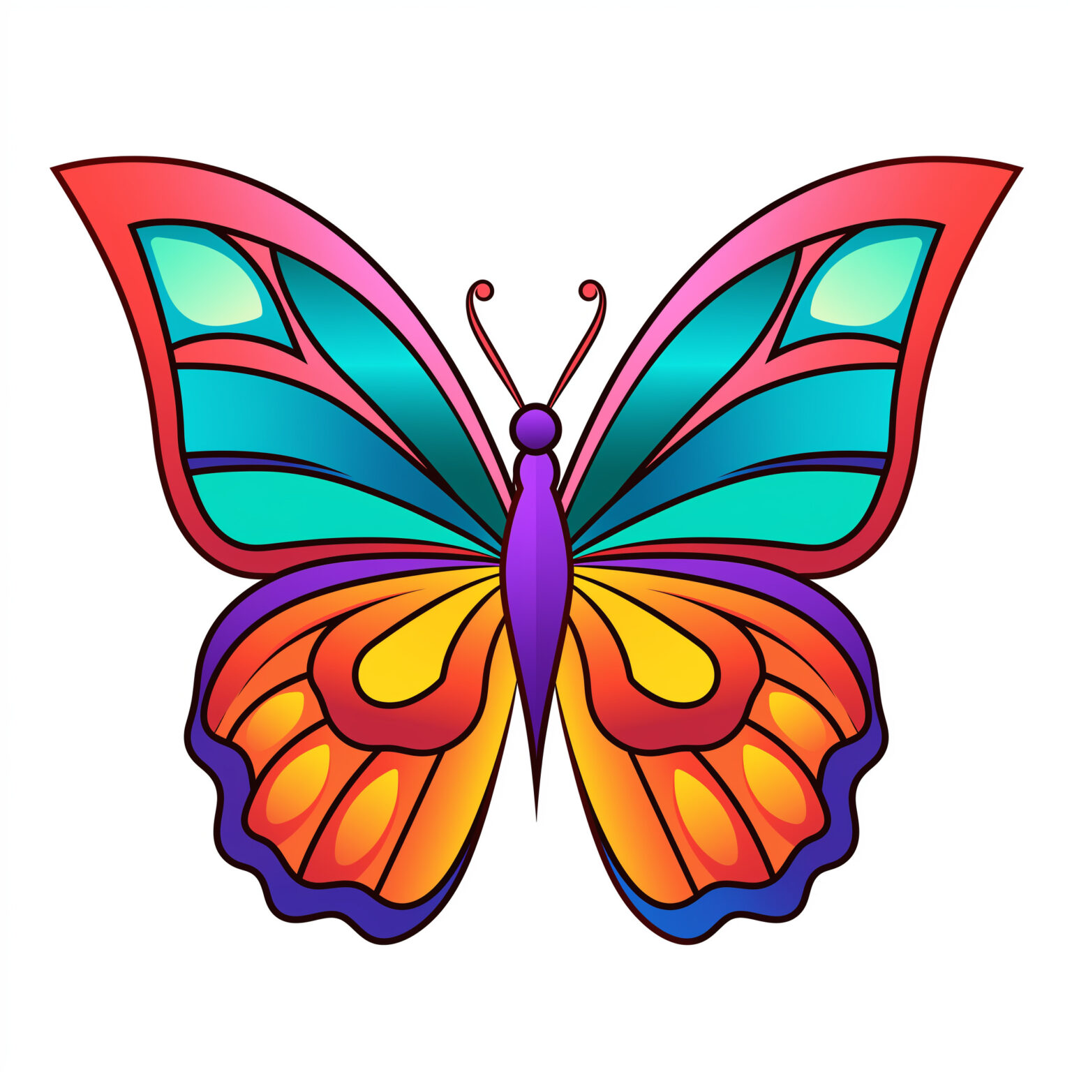Colorful Butterflies Coloring Page | Coloring Pages Mimi Panda