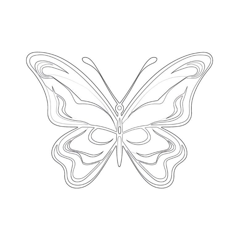 Simple Butterfly Coloring Page | Coloring Pages Mimi Panda