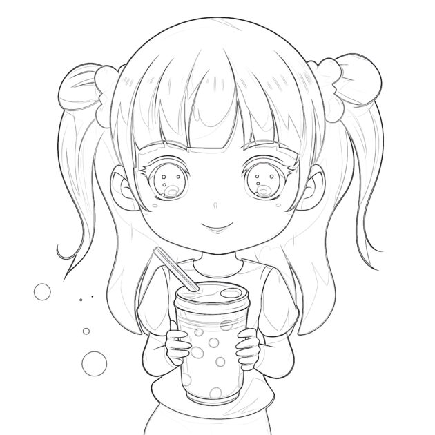 Anime Colouring Drawing | Coloring Pages Mimi Panda