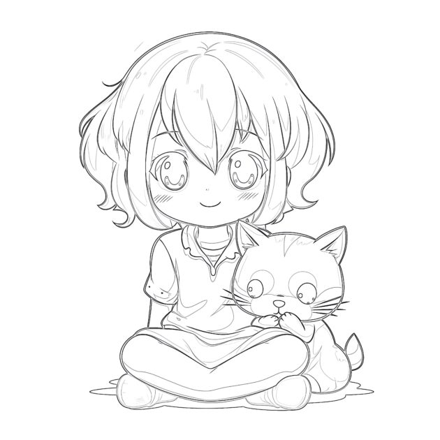 Image à colorier d'anime | Coloriages Mimi Panda